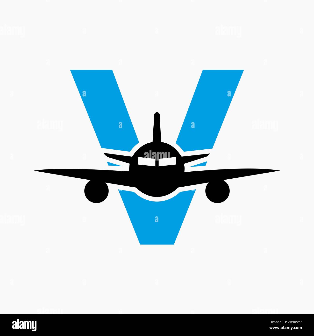 Initial Letter V Travel Logo Concept With Flying Air Plane Symbol Stock ...