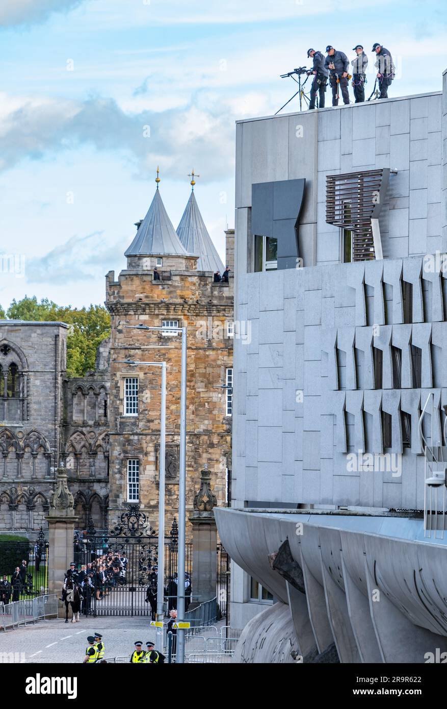Police marksmen security at Scottish Parliament at Queen Elizabeth ...