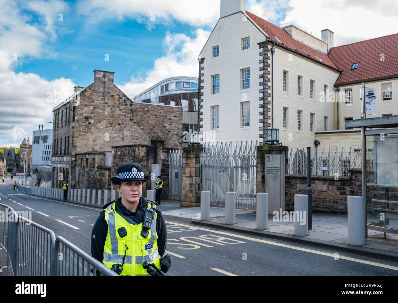 Police security at Queensberry House, Queen Elizabeth coffin procession ...