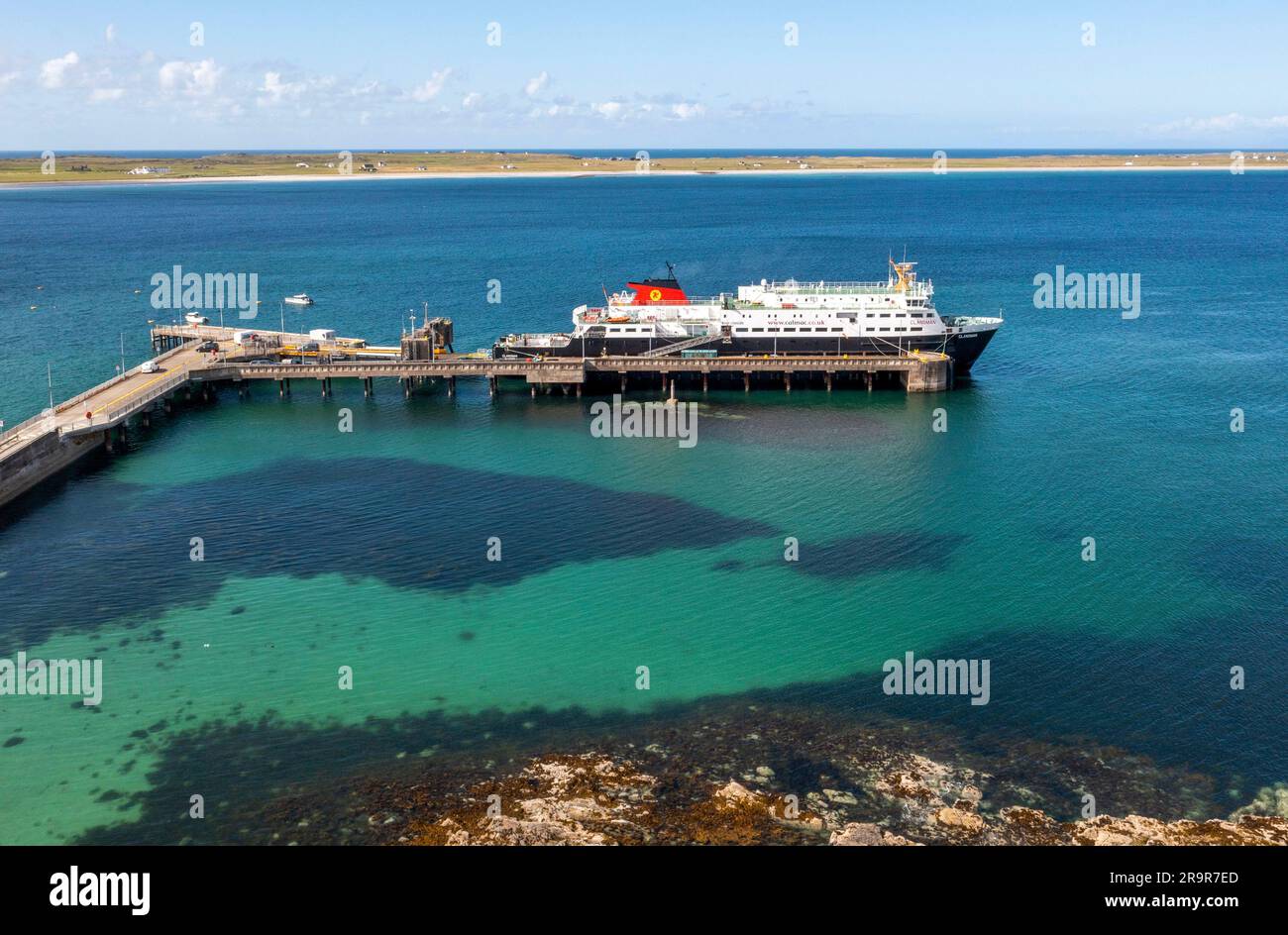 The Caledonian Macbrayne ferry The Clansman docks at Tiree, inner ...