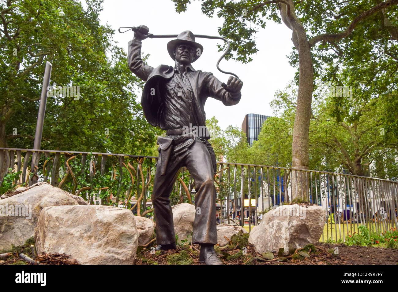 London, England, UK. 28th June, 2023. A new sculpture of Indiana Jones ...