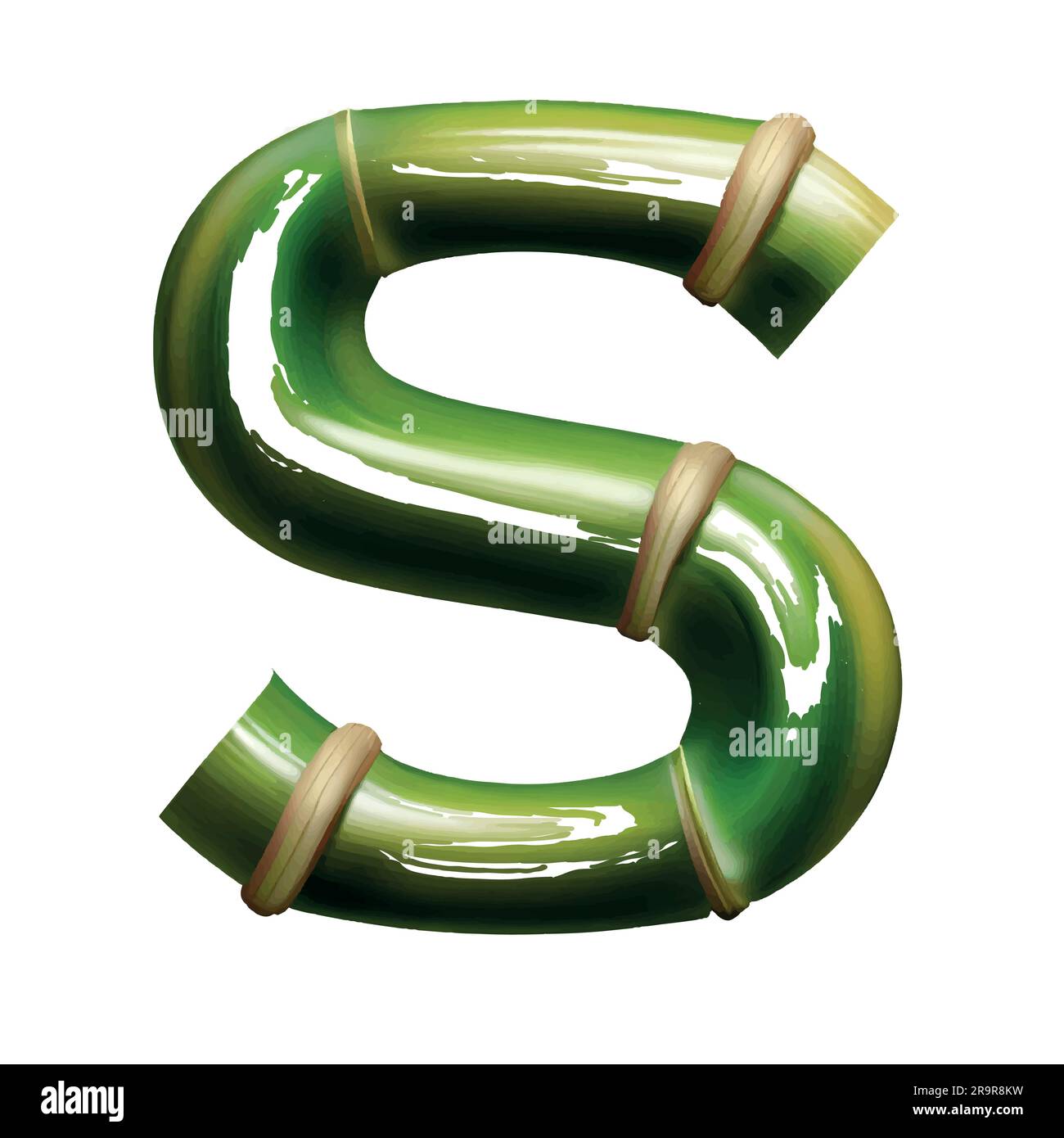 capital letter S in bamboo green with white background Stock Vector ...