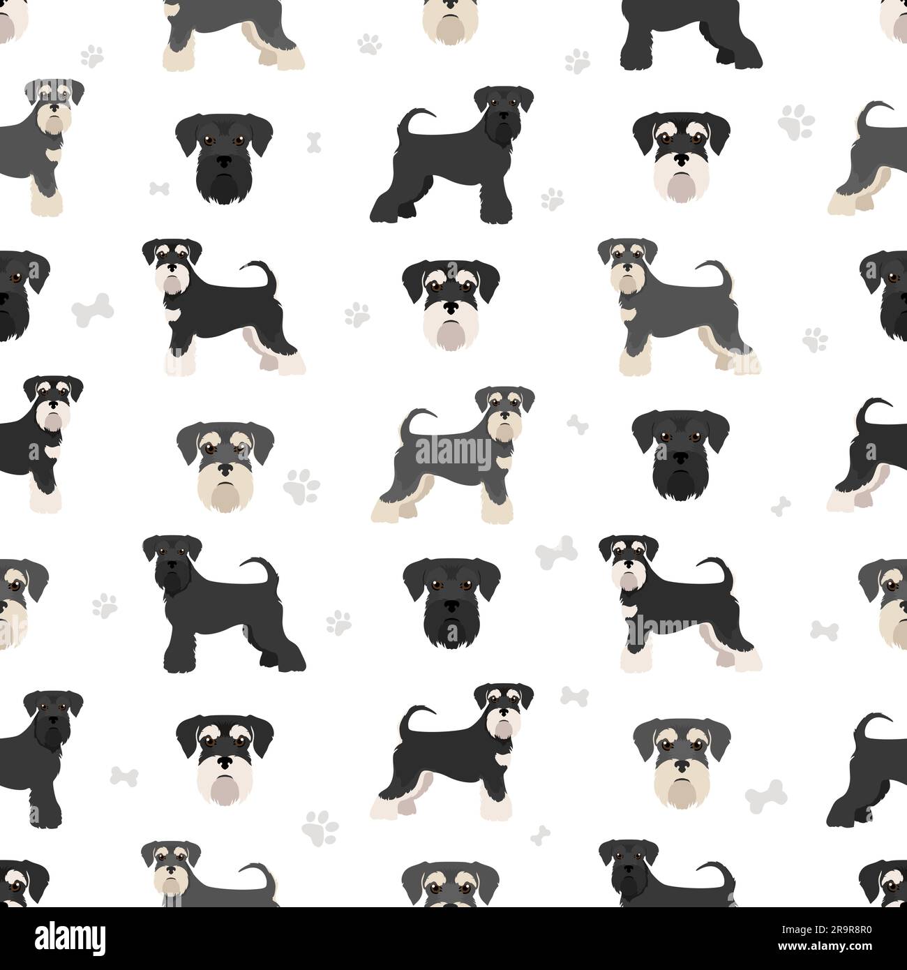 Miniature schnauzer dogs seamless pattern. Vector illustration Stock ...