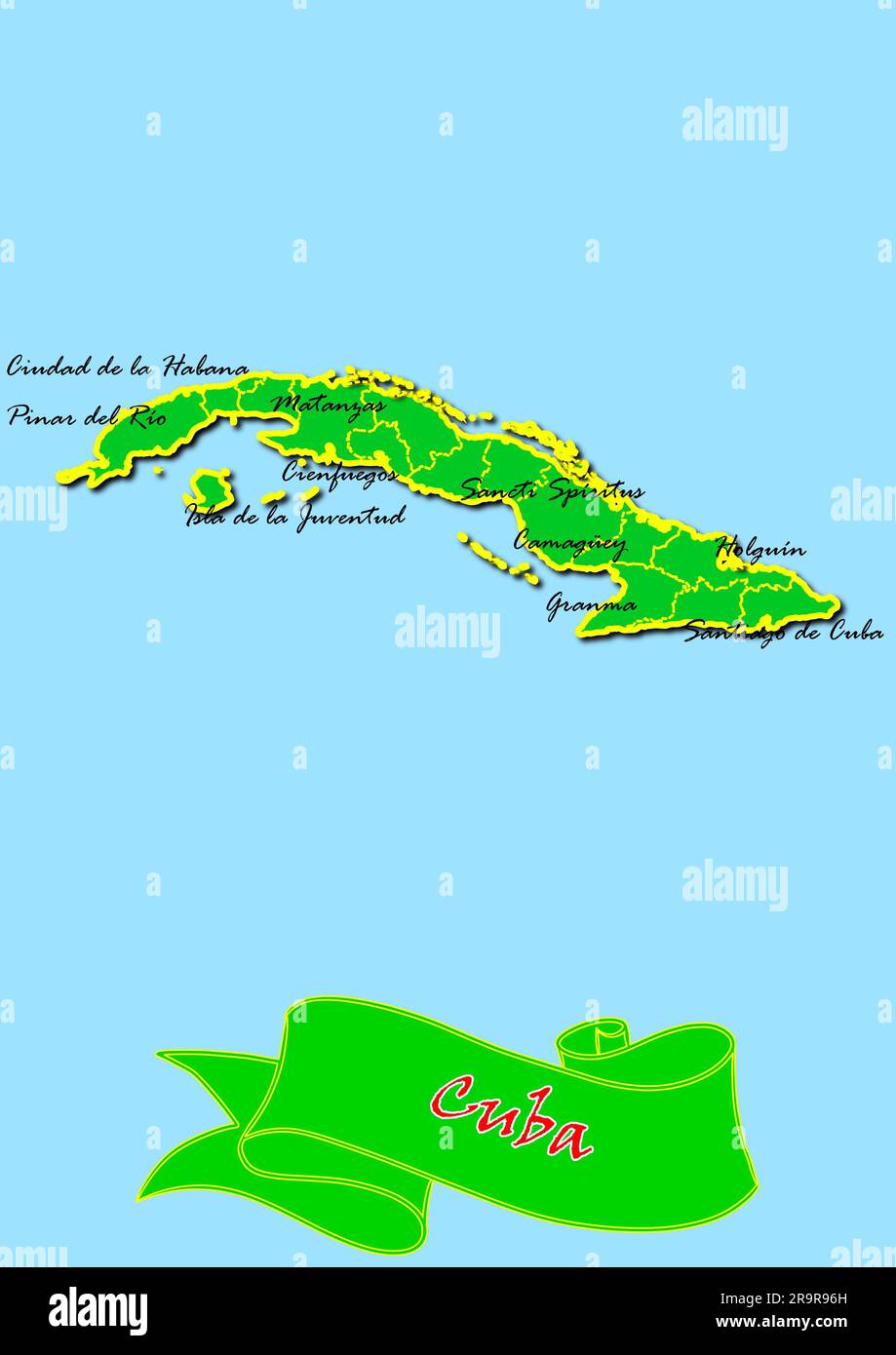 Cuba flag in map hi-res stock photography and images - Alamy