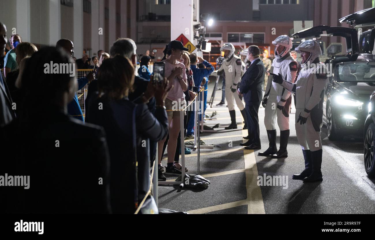 NASA’s SpaceX Crew-6 Crew Walkout. NASA astronauts Stephen Bowen, right ...