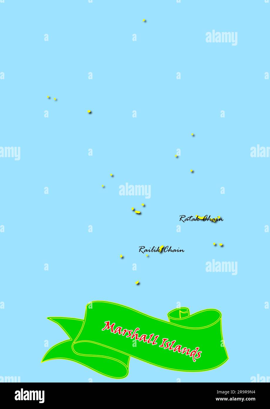 Map of Marshall Islands with Subregions in Green Country Name in Red ...