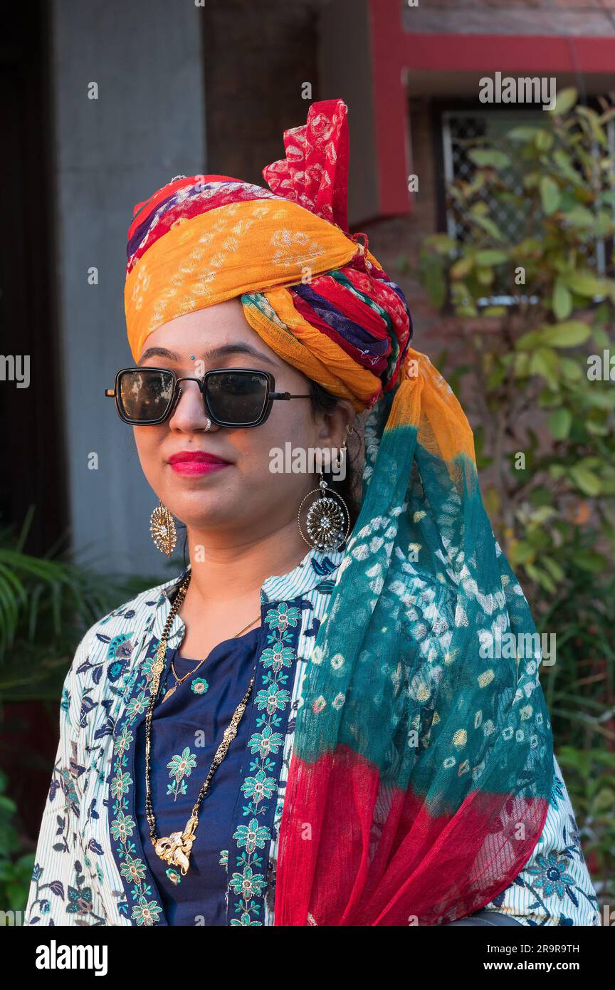 Jodhpur, Rajasthan, India - 19.10.2019 : Face of a beautiful girl with ...