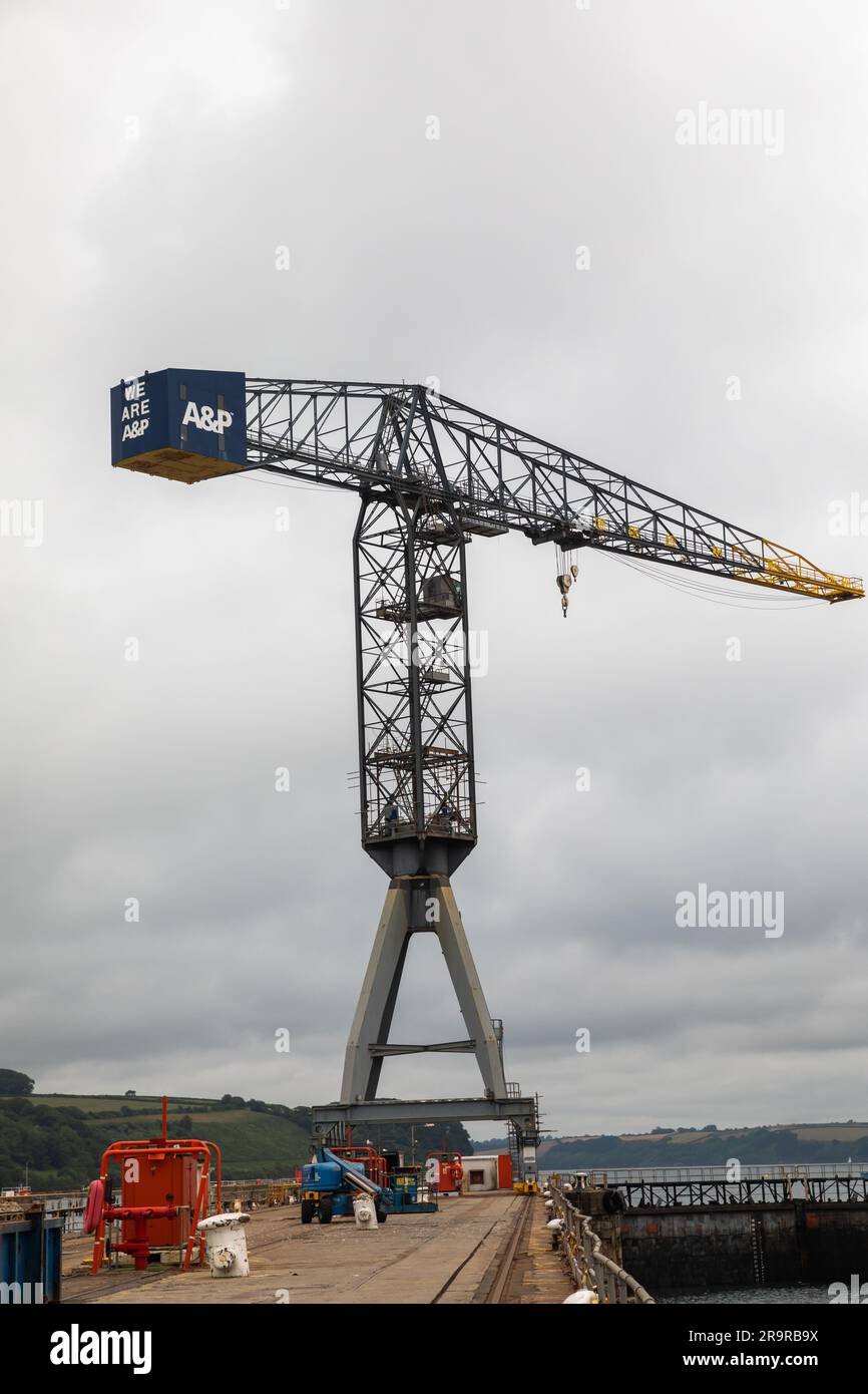 A large crane on the harbour wall in Falmouth Docks , Cornwall, UK ...