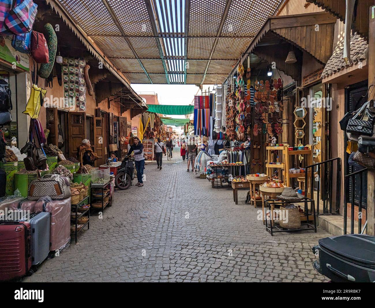Impressions of typical Moroccan souks in the medina of Marrakech Stock ...