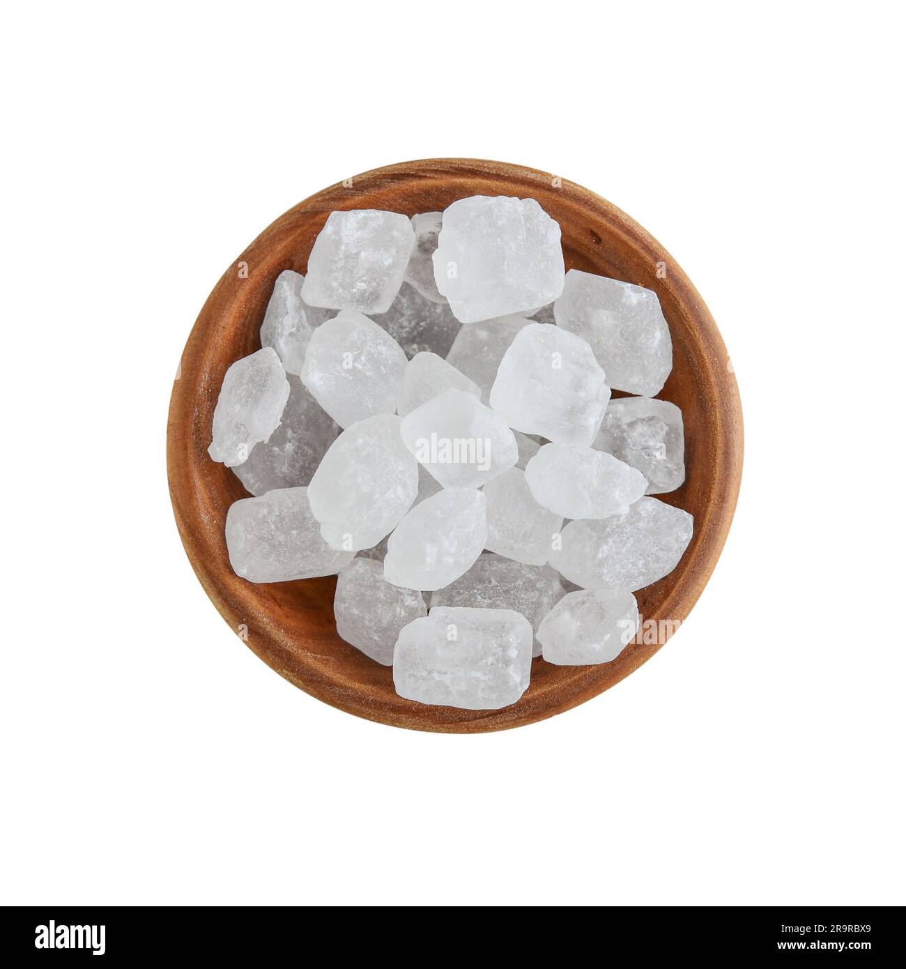 Close-up of organic crystalline rock sugar candy in wooden bowl ...