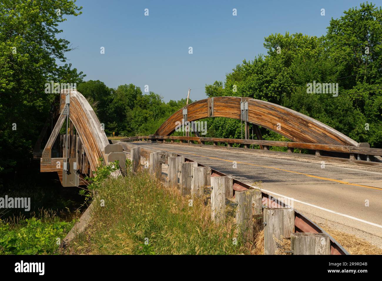 Wooden bridge over the historic I and M Canal in Morris, Illinois, USA ...