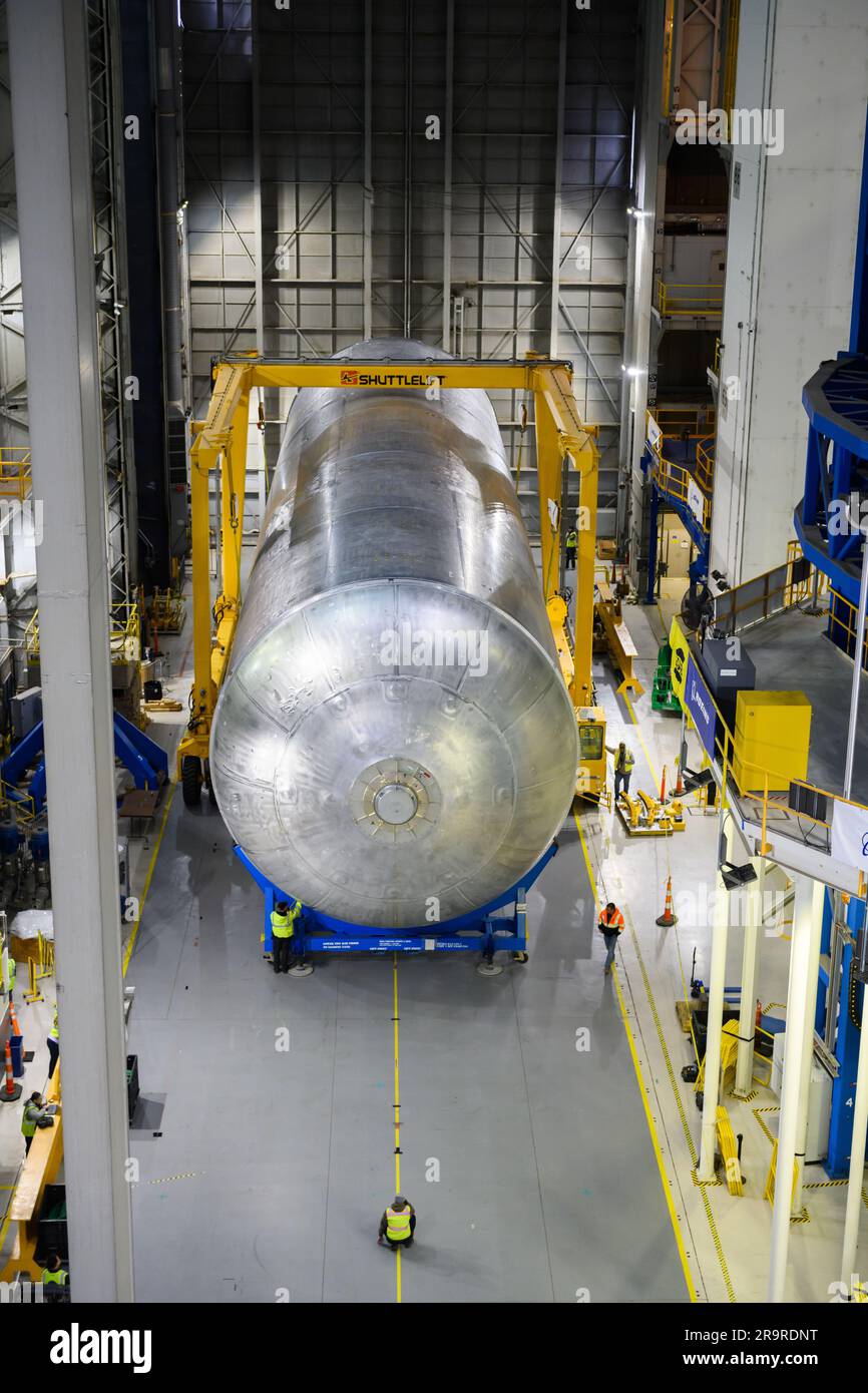 . Technicians at NASA’s Michoud Assembly Facility in New Orleans move ...