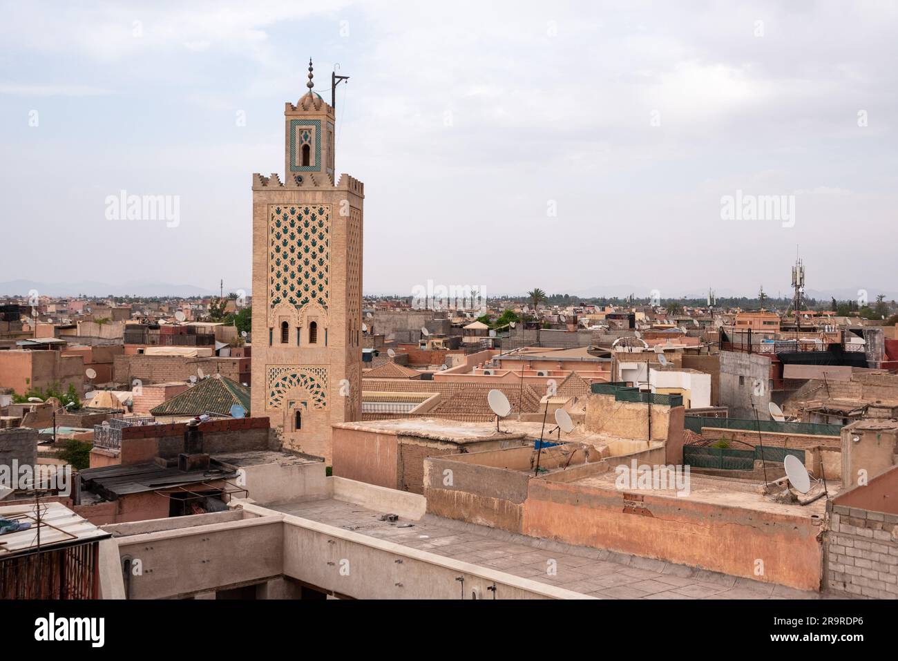 Minaret of the Ben Salah mosque in the medina of Marrakech, Morocco ...