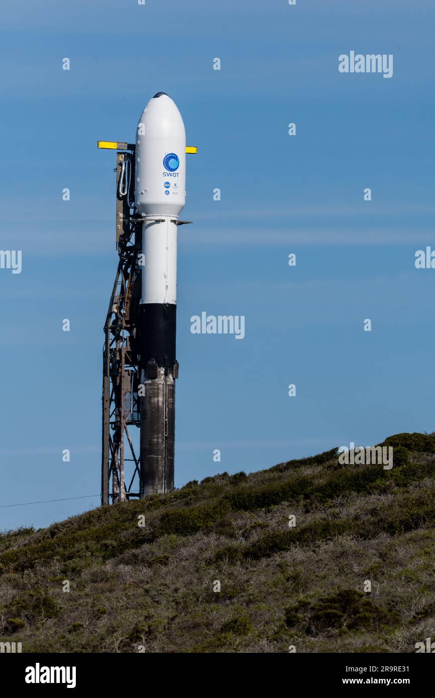 SWOT Prelaunch. A SpaceX Falcon 9 rocket with the Surface Water and ...
