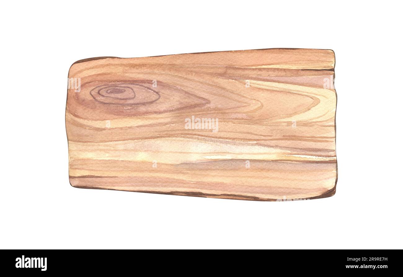 Watercolor wood plank board. Textured hand-drawn illustration isolated ...