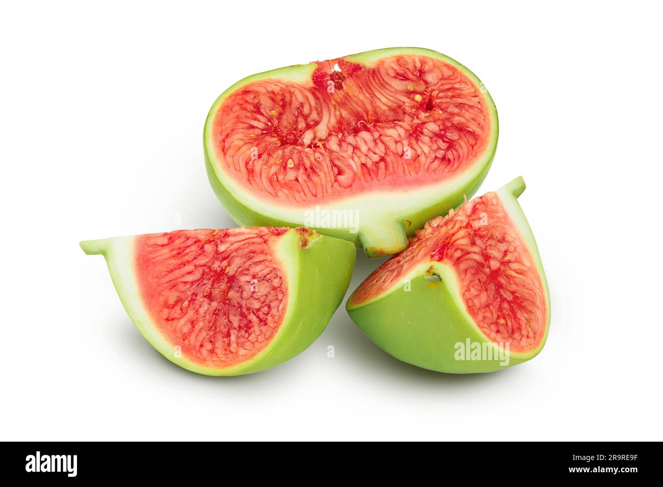 Ripe green fig fruit isolated on white background with full depth of ...
