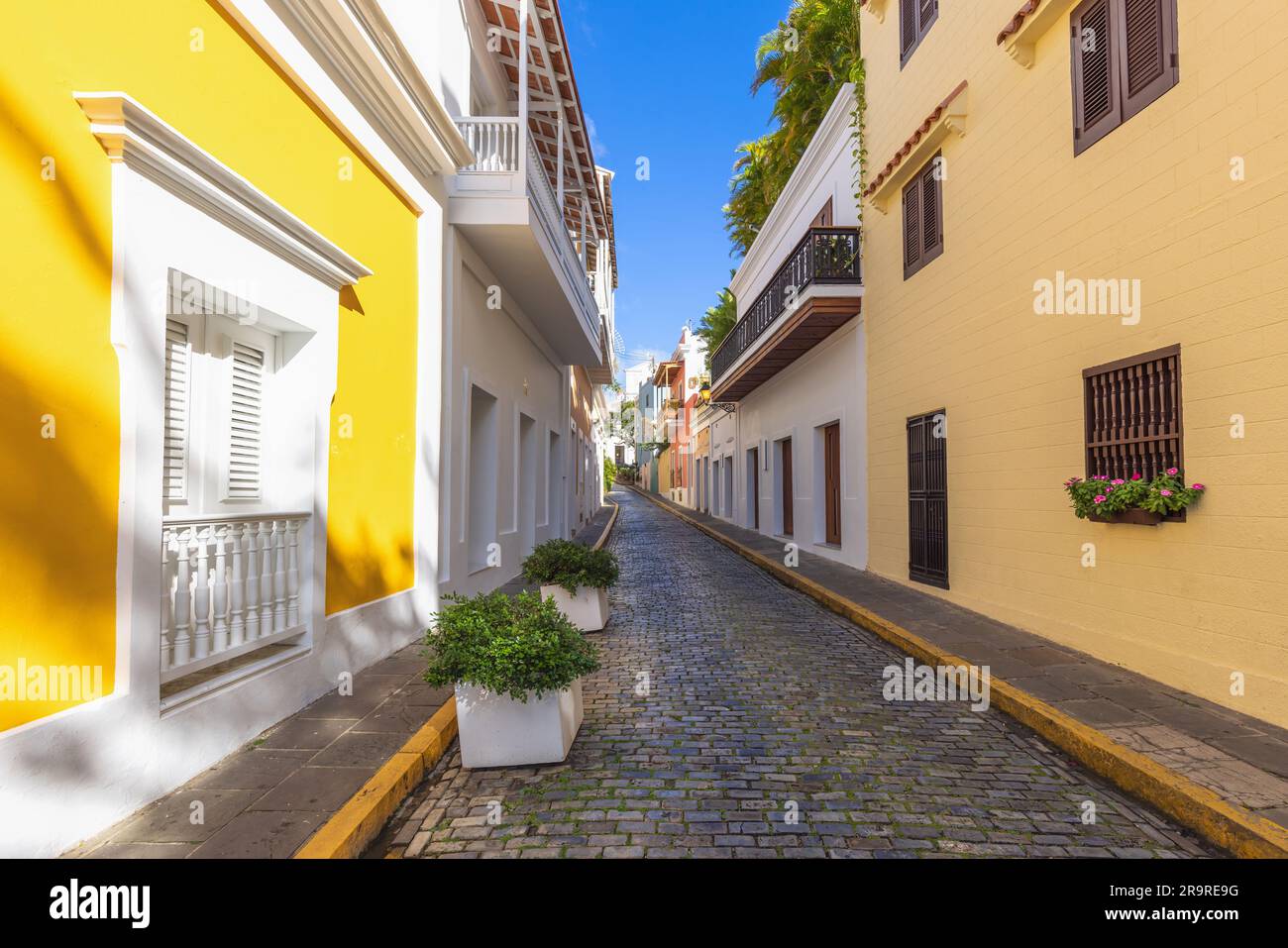 Puerto Rico colorful colonial architecture in historic city center ...