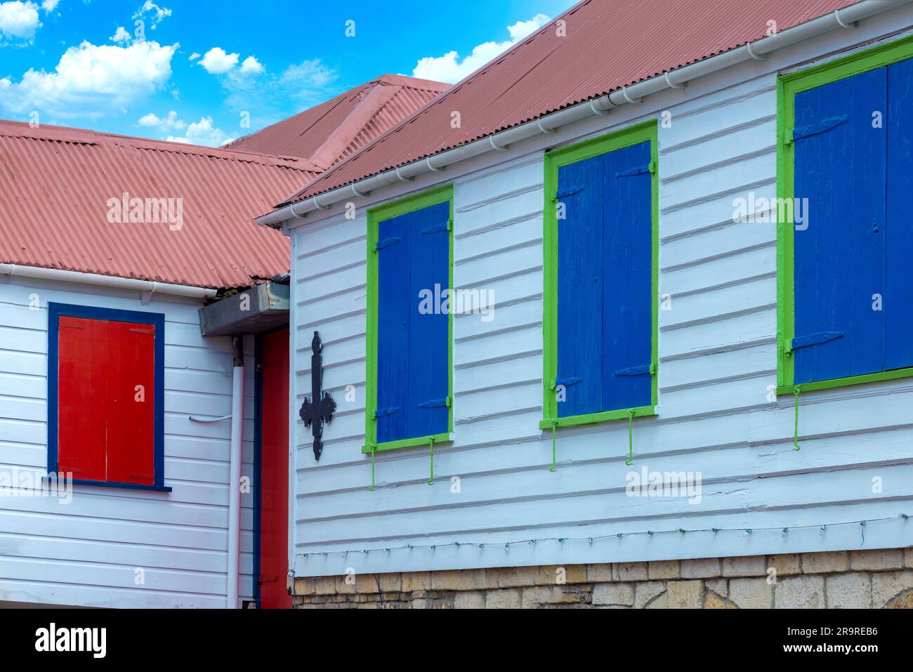 Old town historic streets of Redcliffe Quay in Saint Johns on Antigua ...
