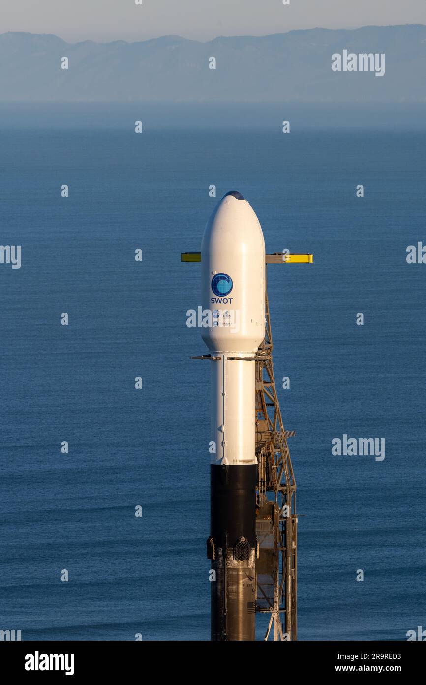 SWOT Prelaunch. A SpaceX Falcon 9 rocket with the Surface Water and ...