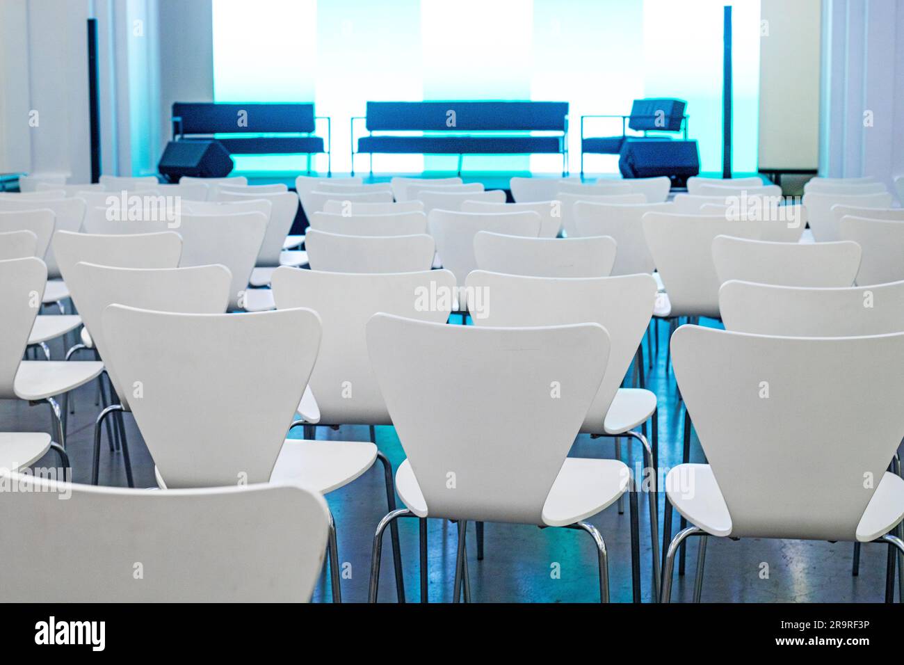 modern conference room with white chairs. horizontal Stock Photo - Alamy