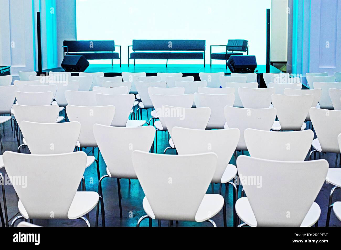 stylish modern conference room with white chairs. horizontal Stock ...