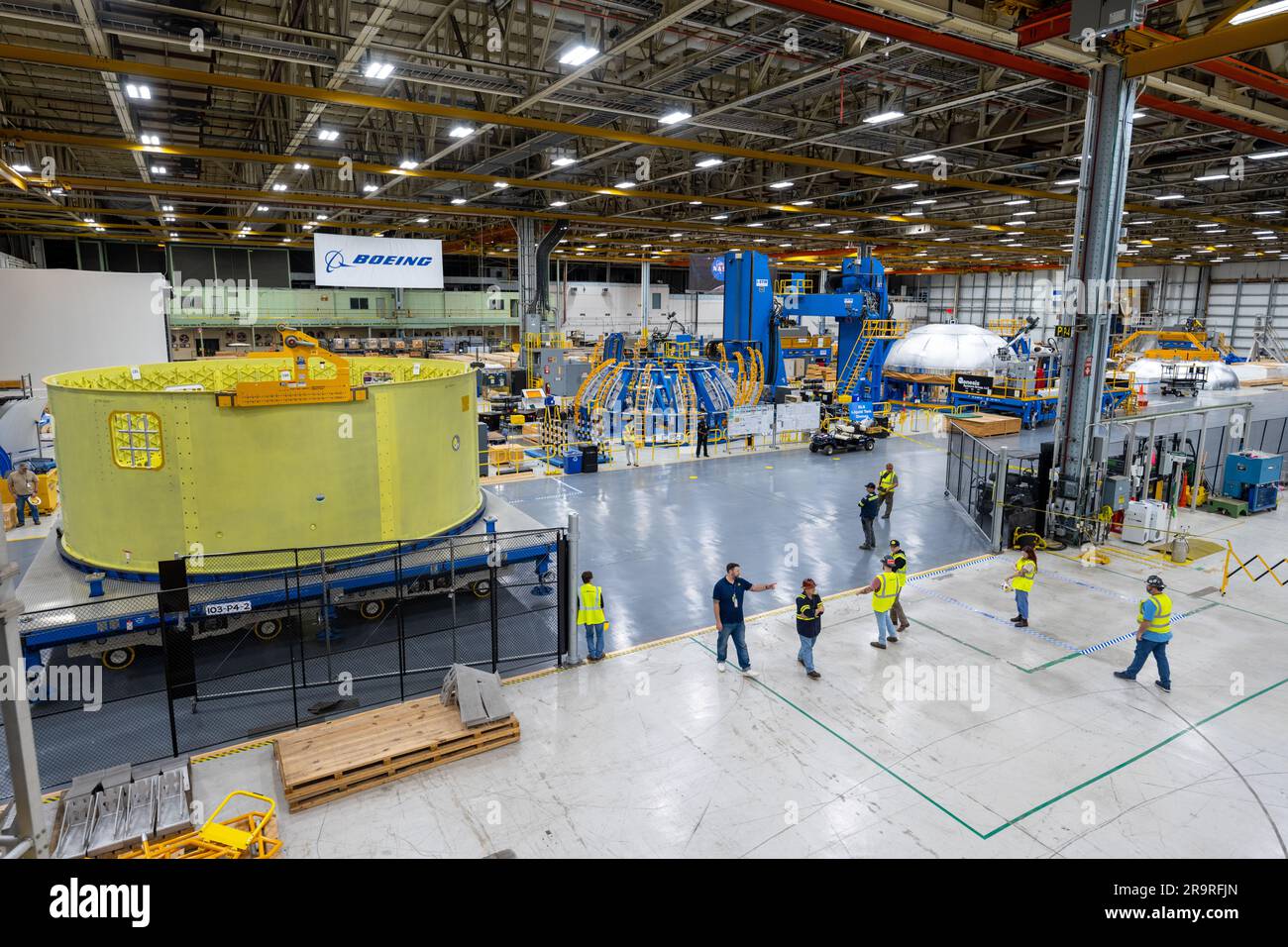 . Crews at NASA’s Michoud Assembly Facility in New Orleans move the ...