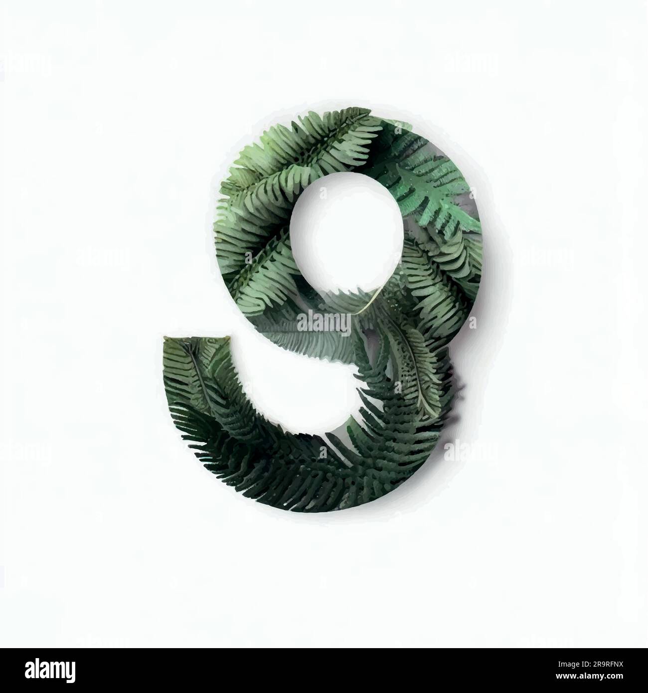 number nine in fern on a white screen Stock Vector Image & Art - Alamy