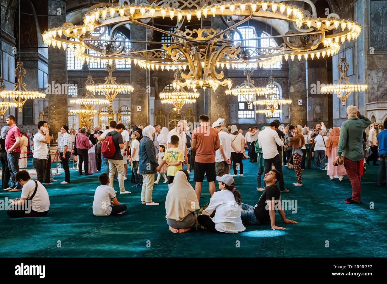 Istanbul, Turkey. 28th June, 2023. A group of tourists seen sitting on ...