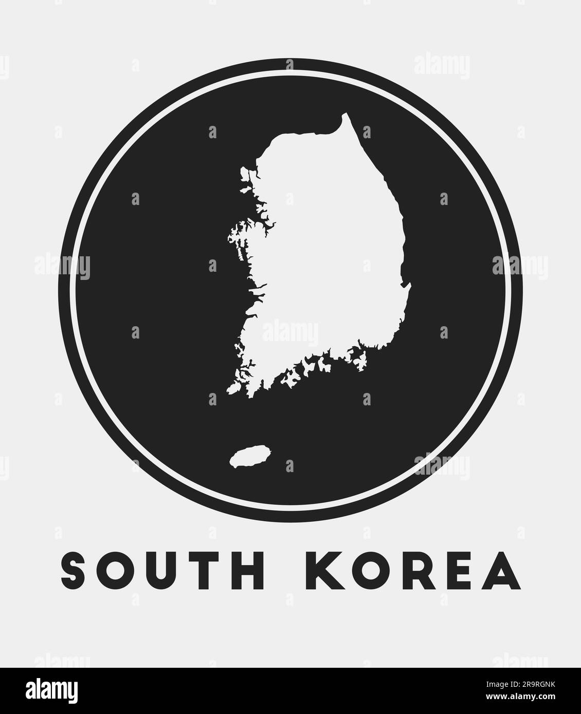 South Korea icon. Round logo with country map and title. Stylish South ...