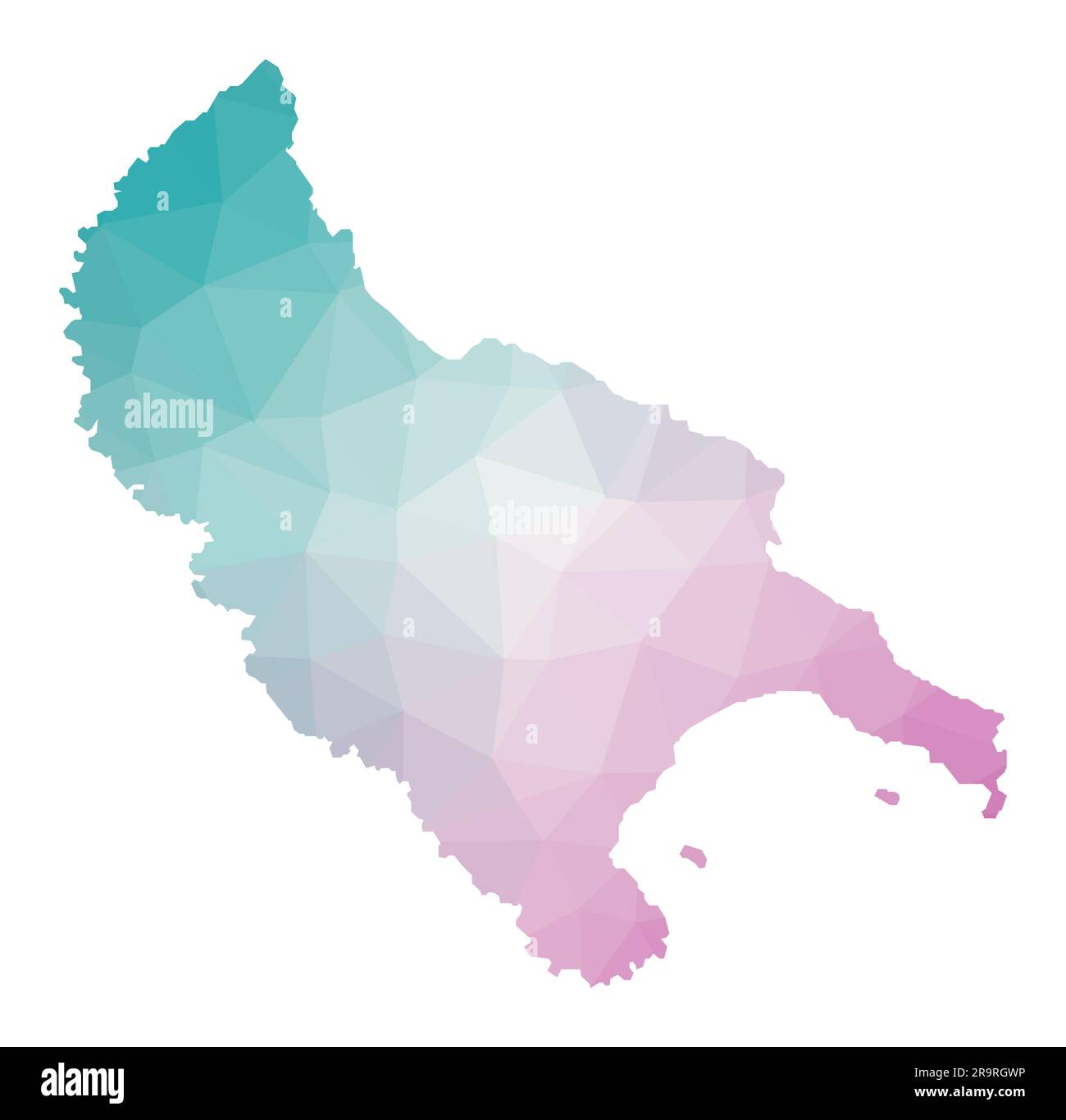 Polygonal map of Zakynthos Island. Geometric illustration of the island ...