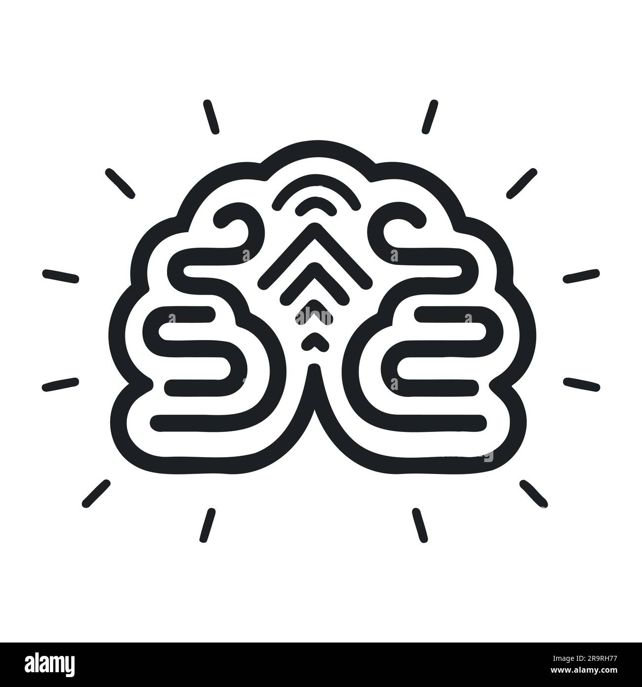 One line brain design silhouette.Logo design. Hand drawn minimalism ...