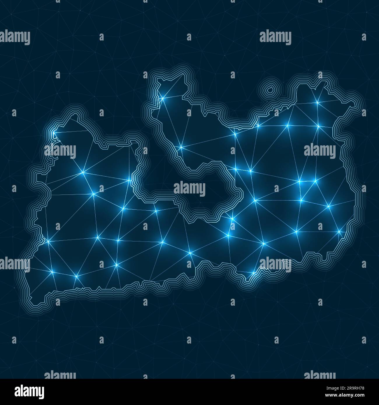 Milos network map. Abstract geometric map of the island. Digital ...