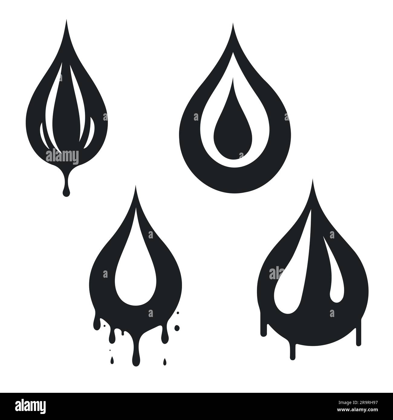 black droplet and drops silhouettes set icon Stock Vector Image & Art ...