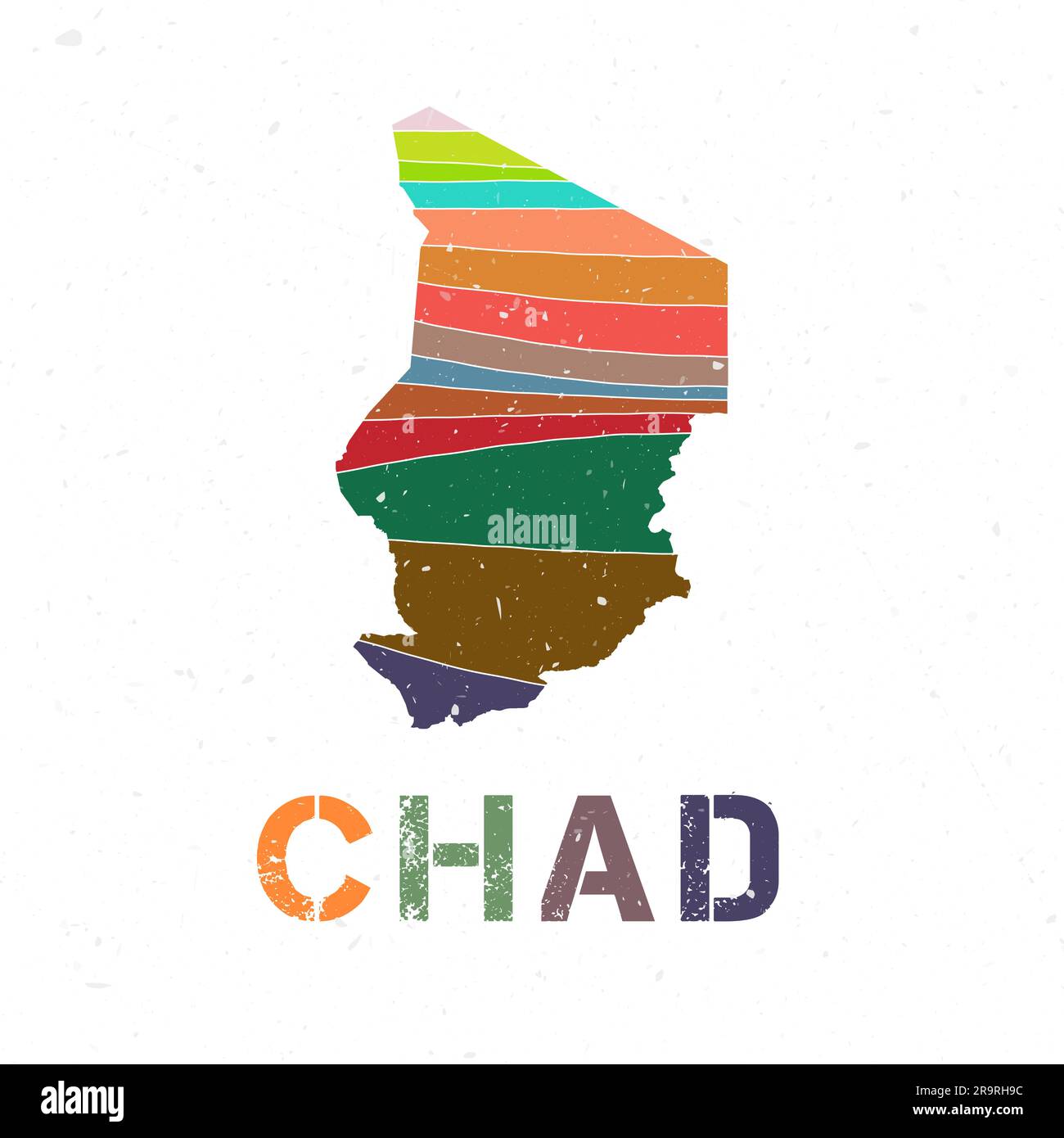 Chad map design. Shape of the country with beautiful geometric waves ...