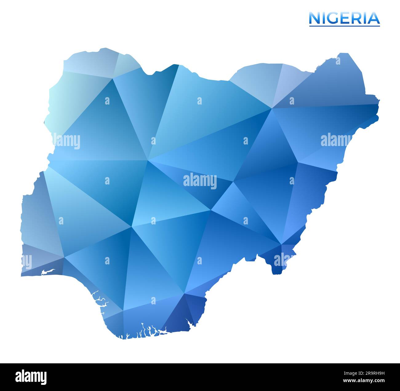 Vector polygonal Nigeria map. Vibrant geometric country in low poly style. Charming illustration ...