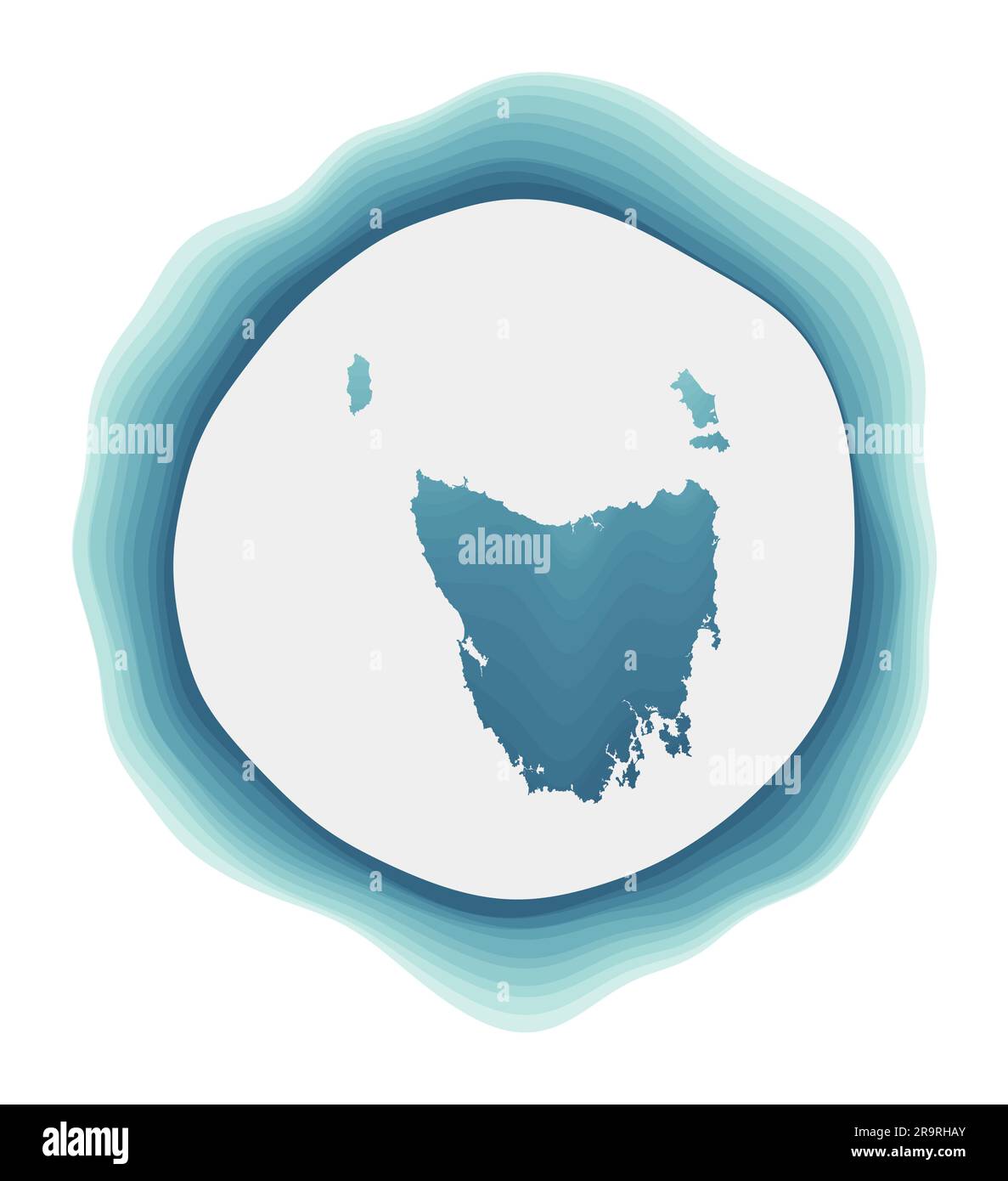 Tasmania logo. Badge of the island. Layered circular sign around ...