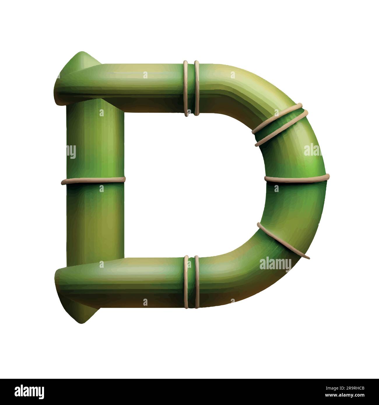 capital letter D in bamboo green with white background Stock Vector ...