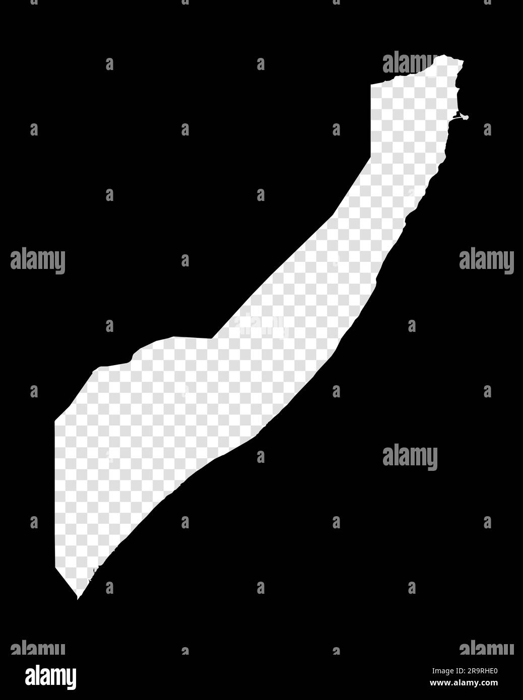Stencil map of Somalia. Simple and minimal transparent map of Somalia. Black rectangle with cut ...