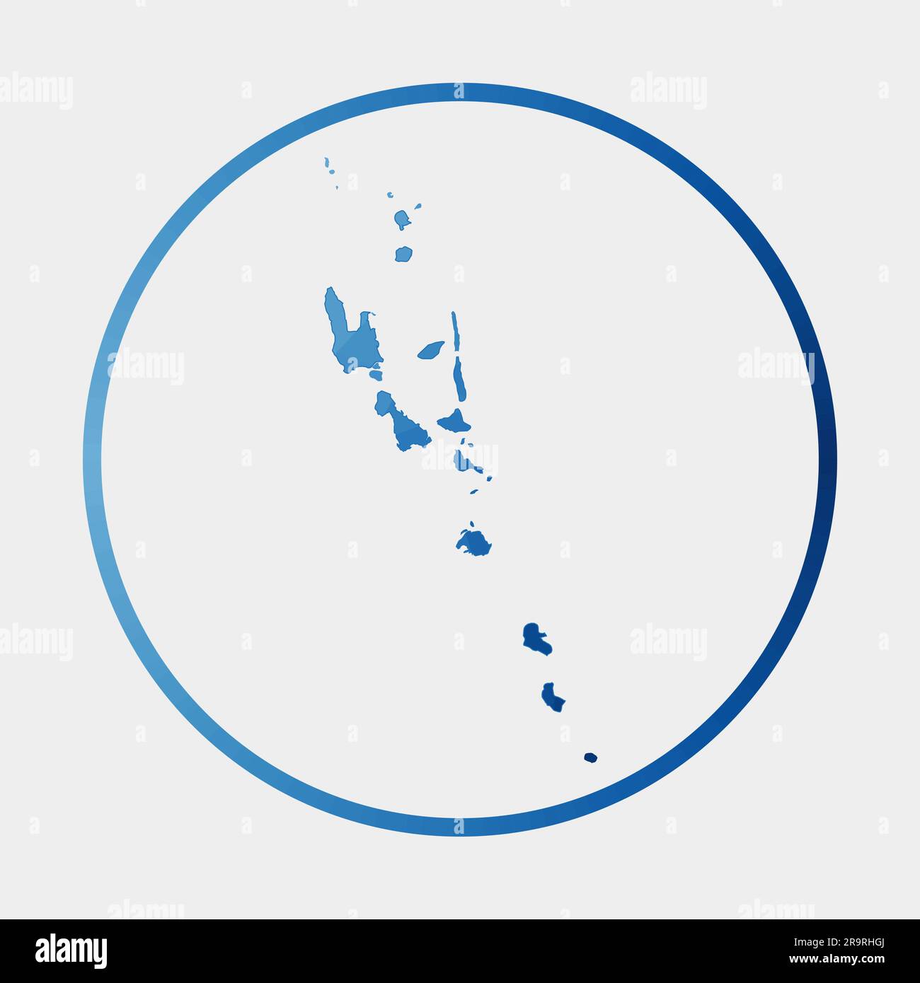 Vanuatu icon. Polygonal map of the country in gradient ring. Round low ...