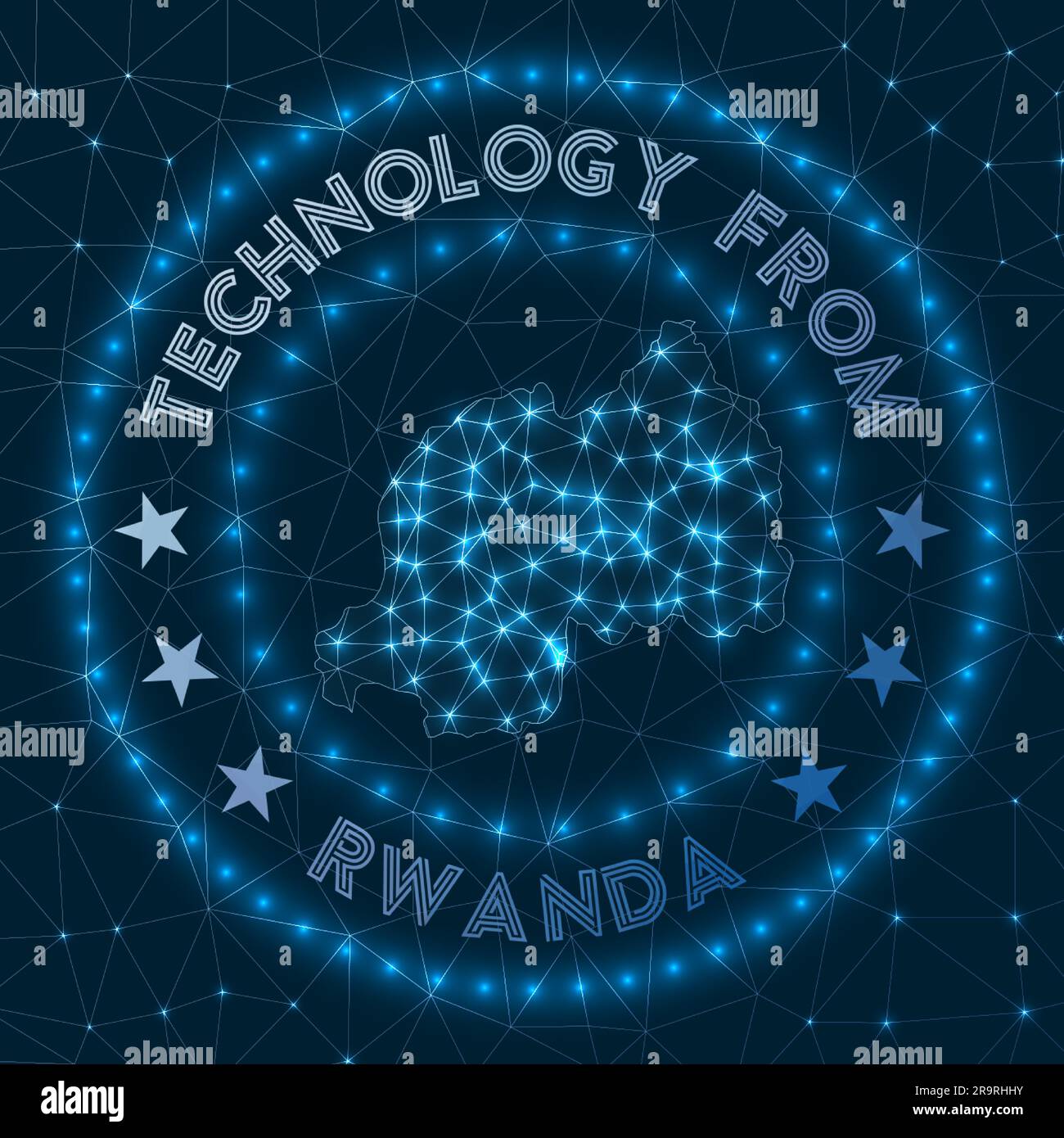 Technology From Rwanda. Futuristic geometric badge of the country ...