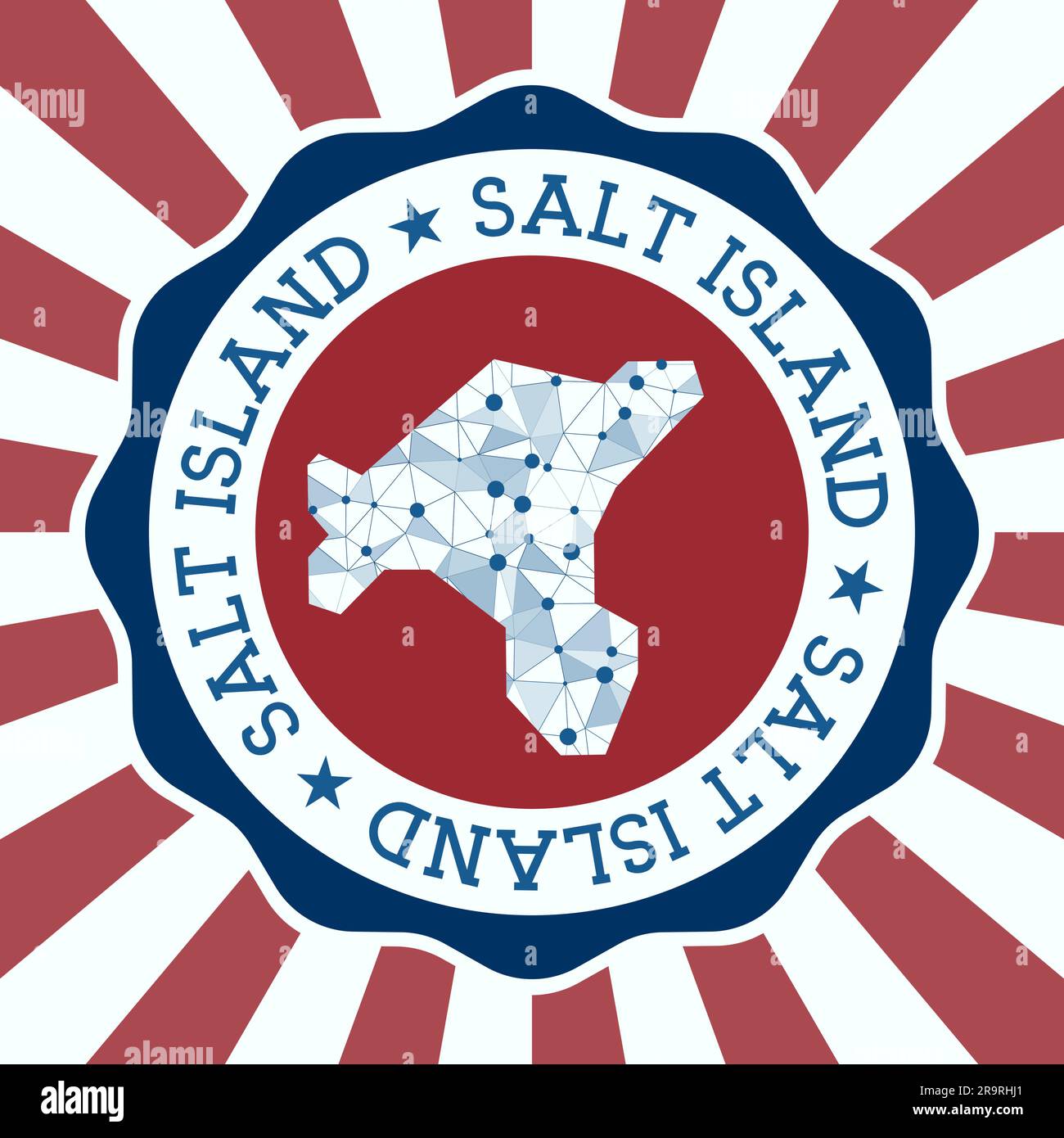 Salt Island Badge. Round logo of island with triangular mesh map and ...
