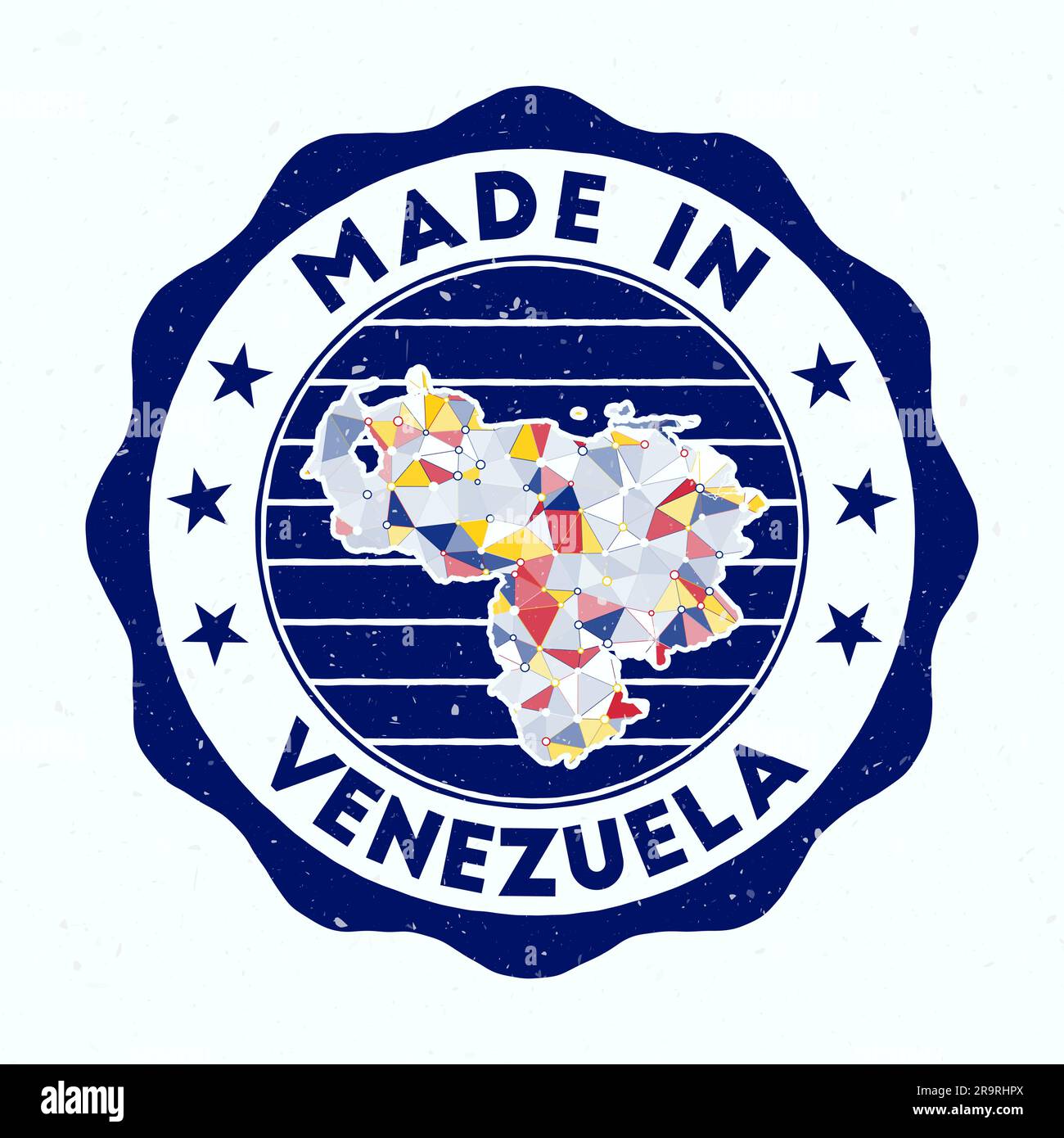 Made In Venezuela. Country round stamp. Seal of Venezuela with border ...
