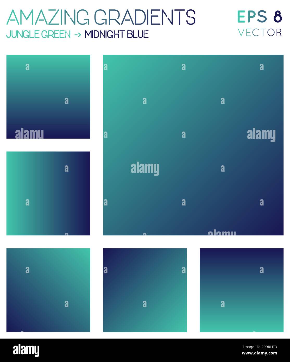 Colorful gradients in jungle green and midnight blue color tones ...