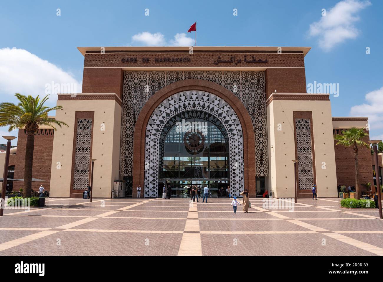 Modern oriental building of the central train station of marrakech hi ...