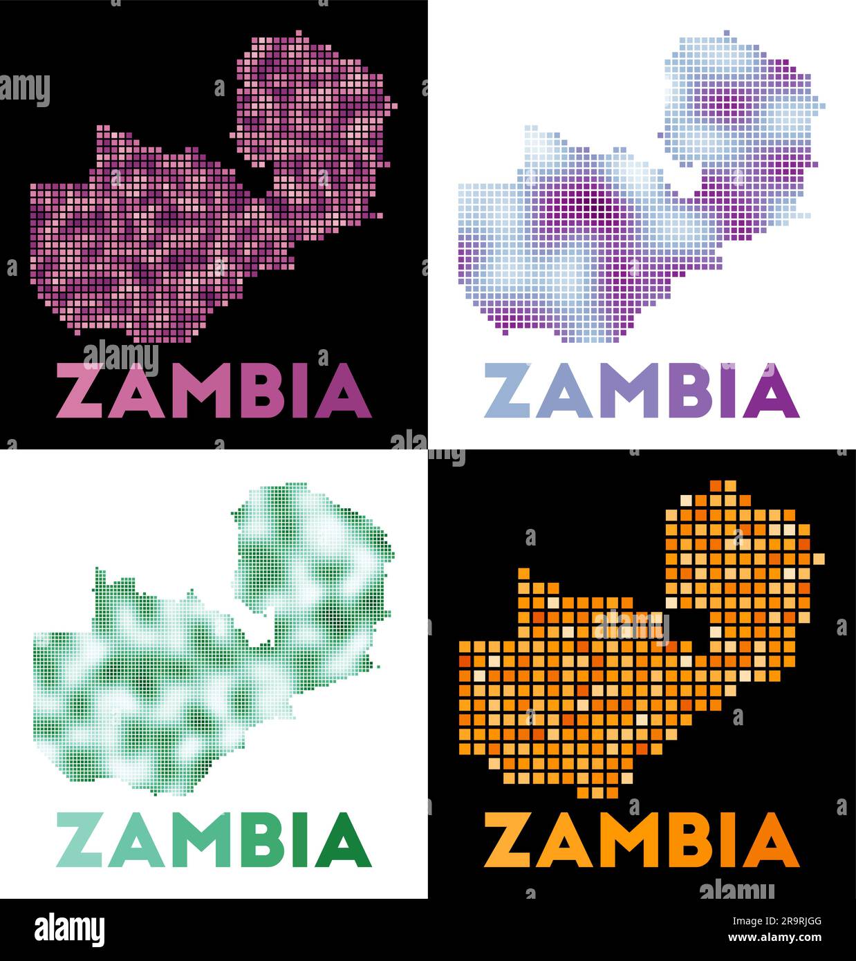 Zambia map. Collection of map of Zambia in dotted style. Borders of the ...