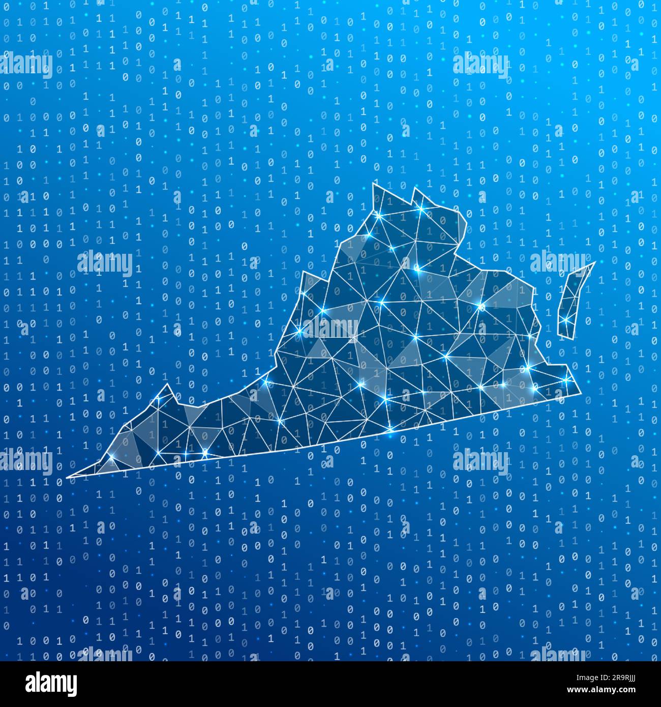 Network map of Virginia. US state digital connections map. Technology ...
