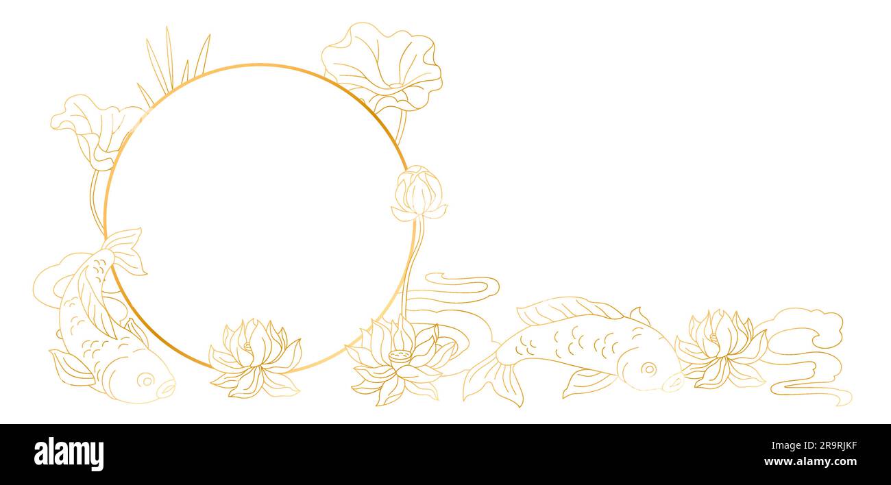 Oriental fish and lotus illustration. Chinese and japanese traditional ...