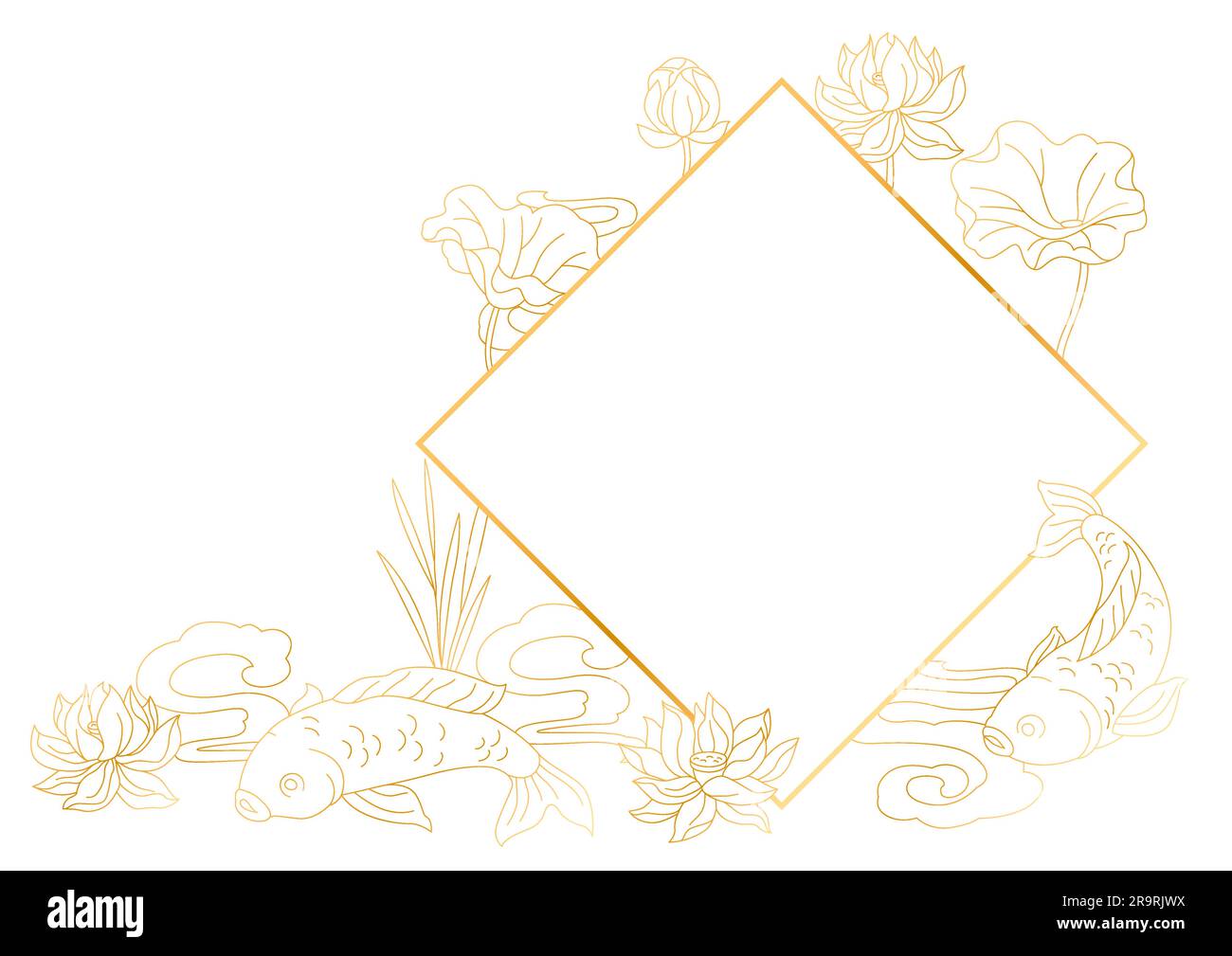 Oriental fish and lotus illustration. Chinese and japanese traditional ...