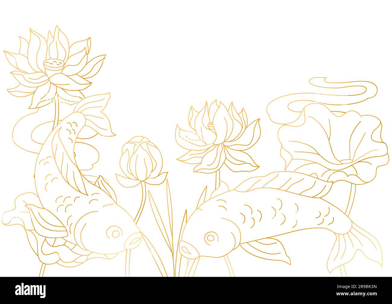 Oriental fish and lotus illustration. Chinese and japanese traditional ...