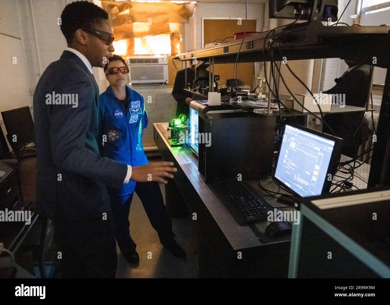 Howard University student Miles Phillips demonstrated laser work to ...